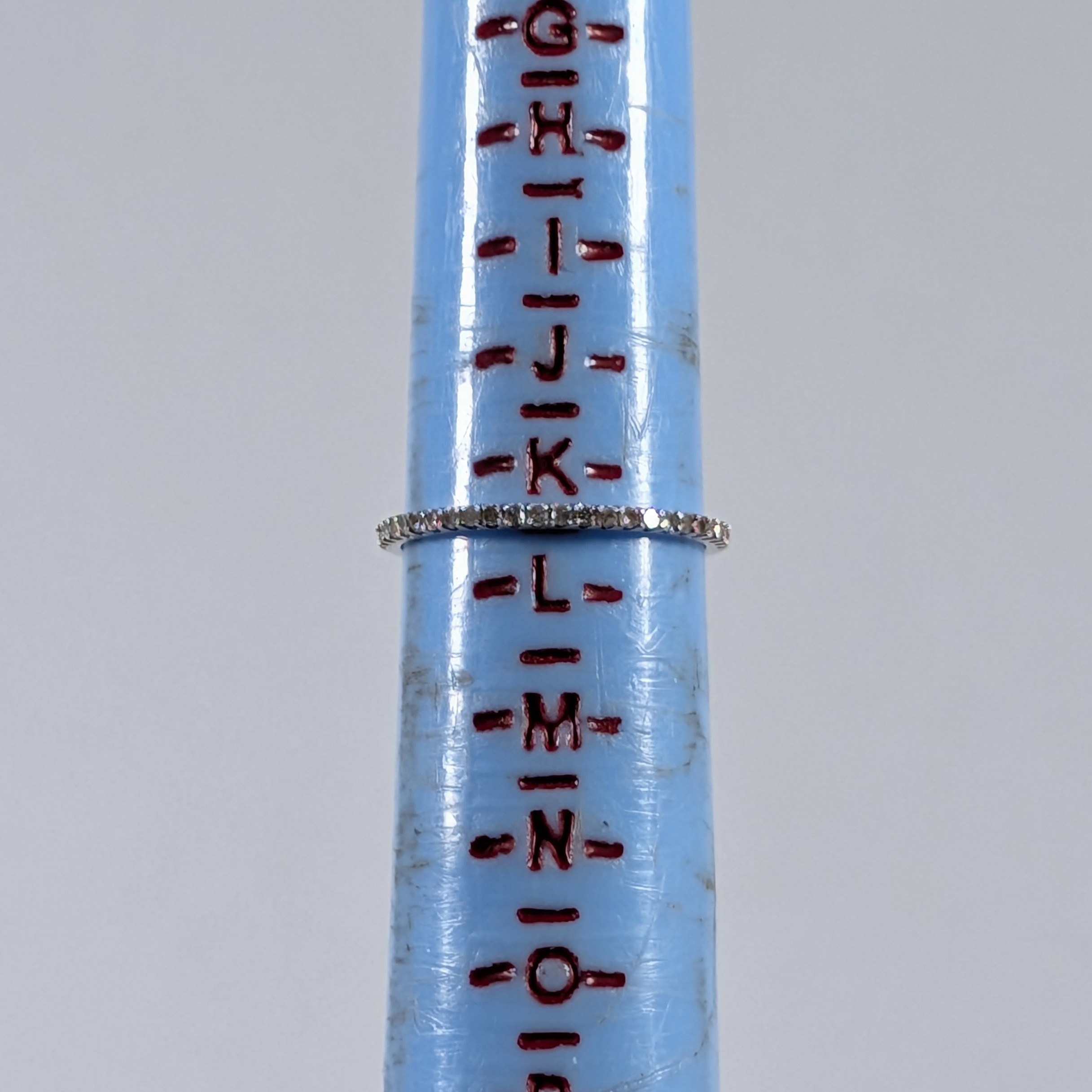 Pre-owned 9ct White Gold Diamond Slim Stacking Half Band Ring Size K1/2 ...